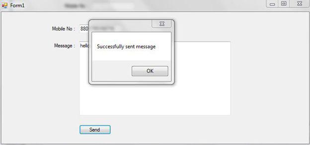 Send SMS from WinForm Application